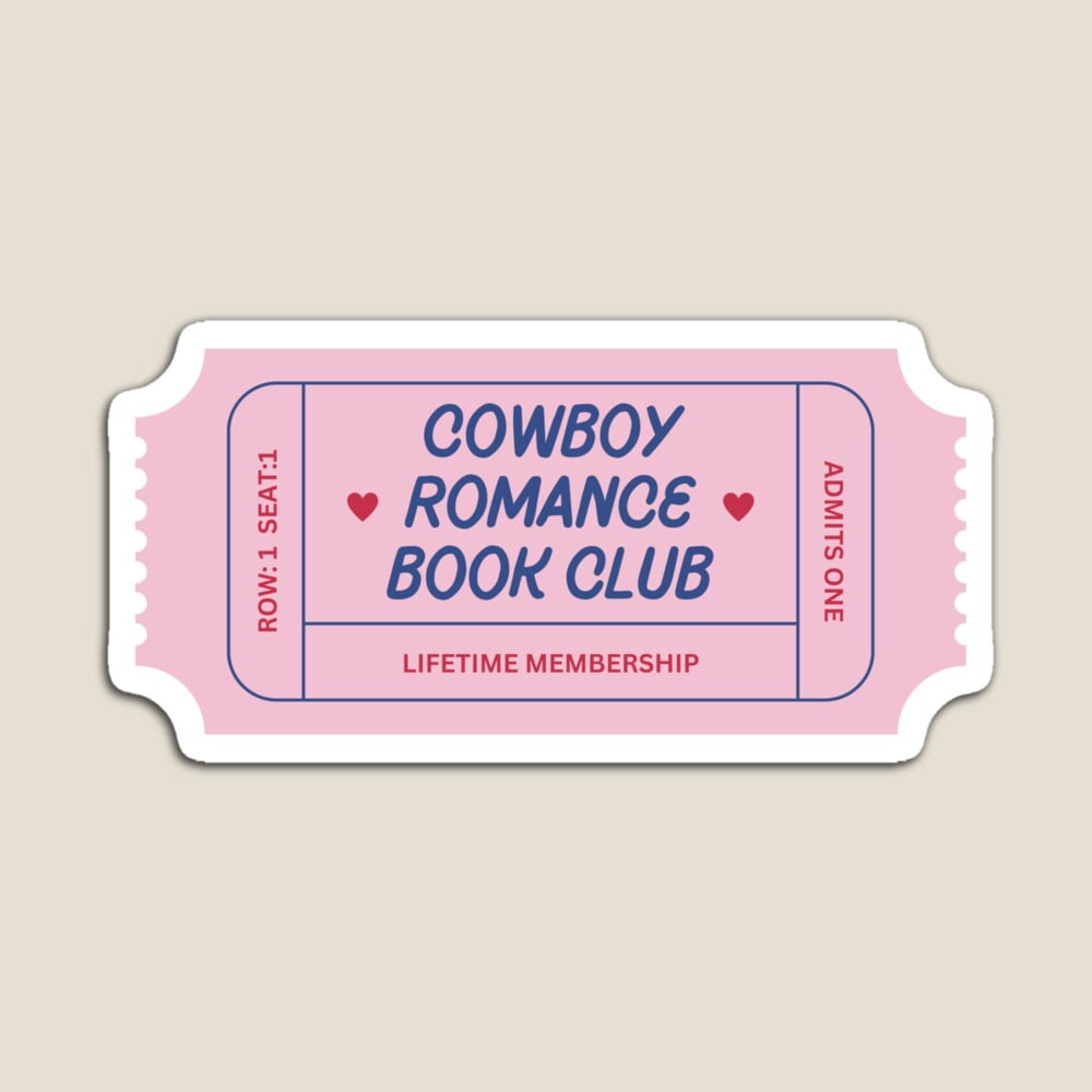 Kira Sticker With Cowboy Romance Book Club Ticket - Pink And Blue ...