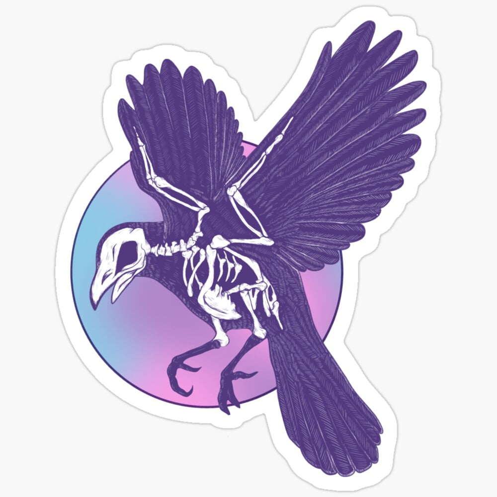 Kira Sticker - Crow Skeleton And Moon - Phone Stickers, Waterproof ...