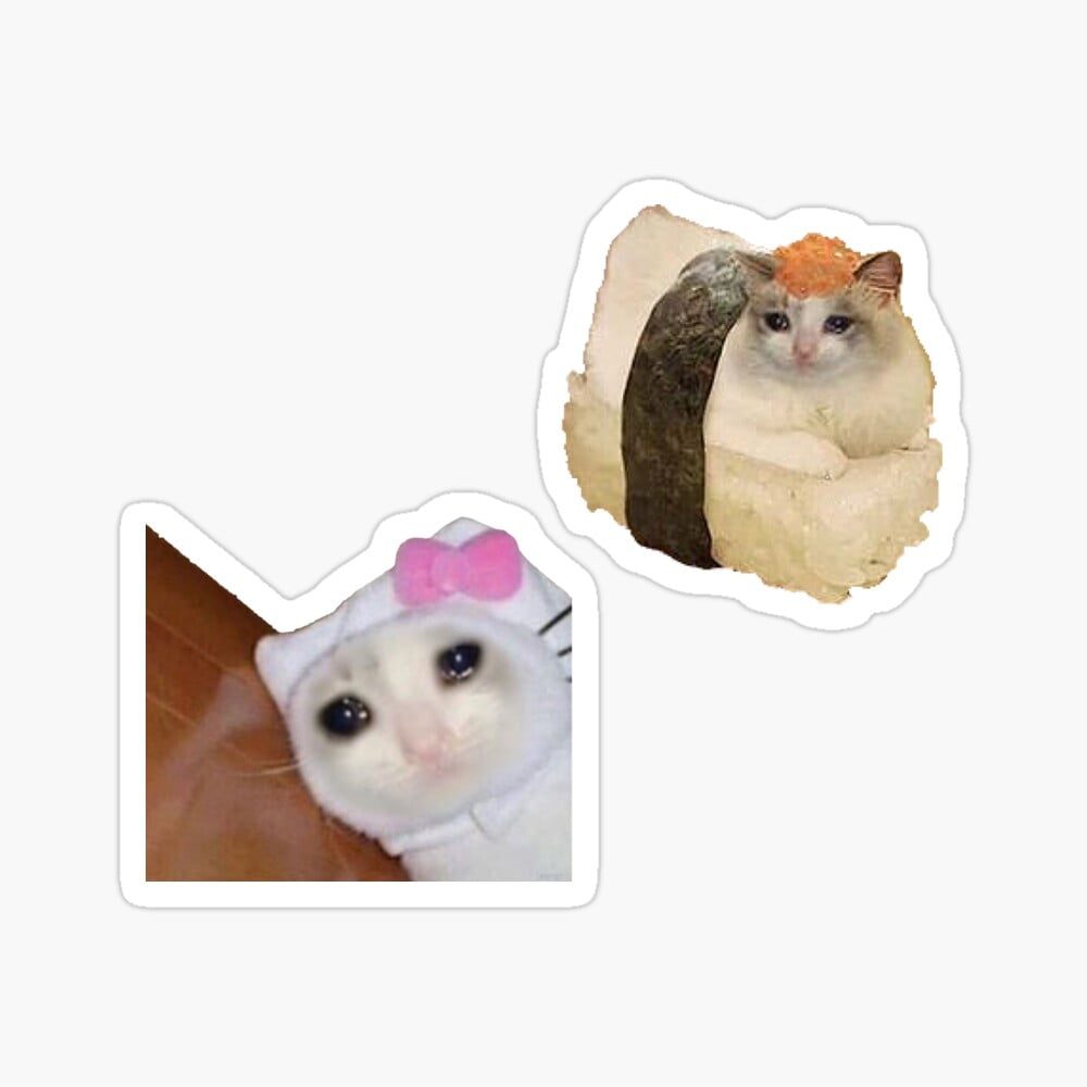 Kira Sticker With Crying Cat Pack - Cat Sushi And Cat Kitty Cat ...