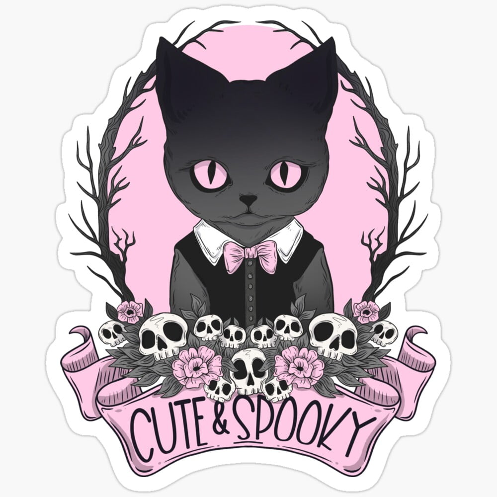 Kira Sticker - Cute And Spooky Cat - Phone Stickers, Waterproof Decals ...