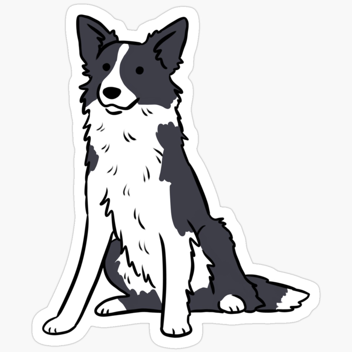 Kira Sticker - Cute Border Collie Illustration Sticker, Funny ...