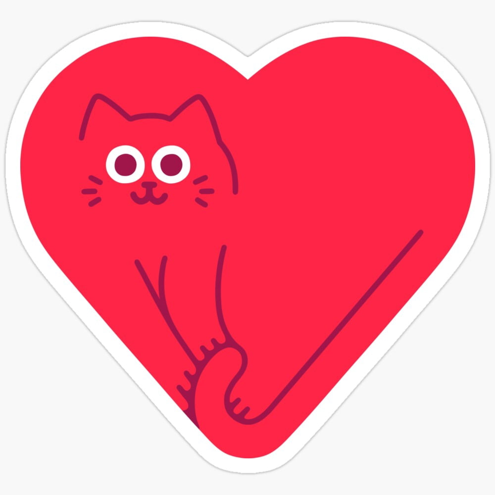 Kira Sticker - Cute Cat Heart Sticker - Walmart.com