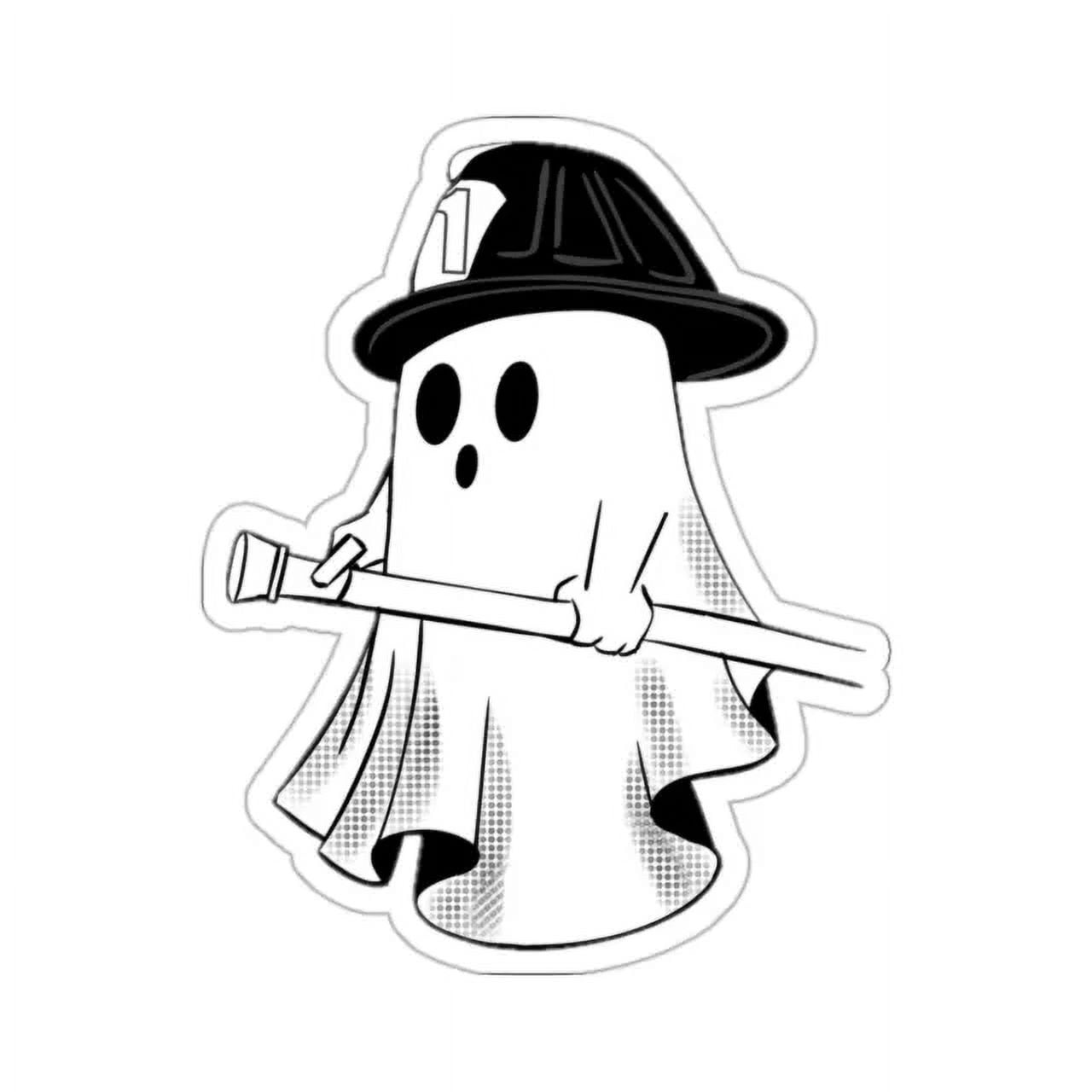 Kira Sticker With Cute Fire Station Firefighter Haunting Ghost Mascot ...