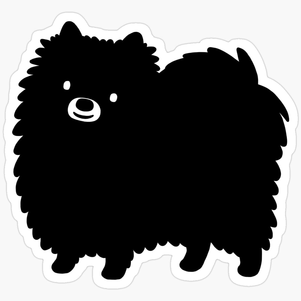 Kira Sticker - Cute Fluffy Black Pomeranian Cartoon Dog Sticker, Funny ...