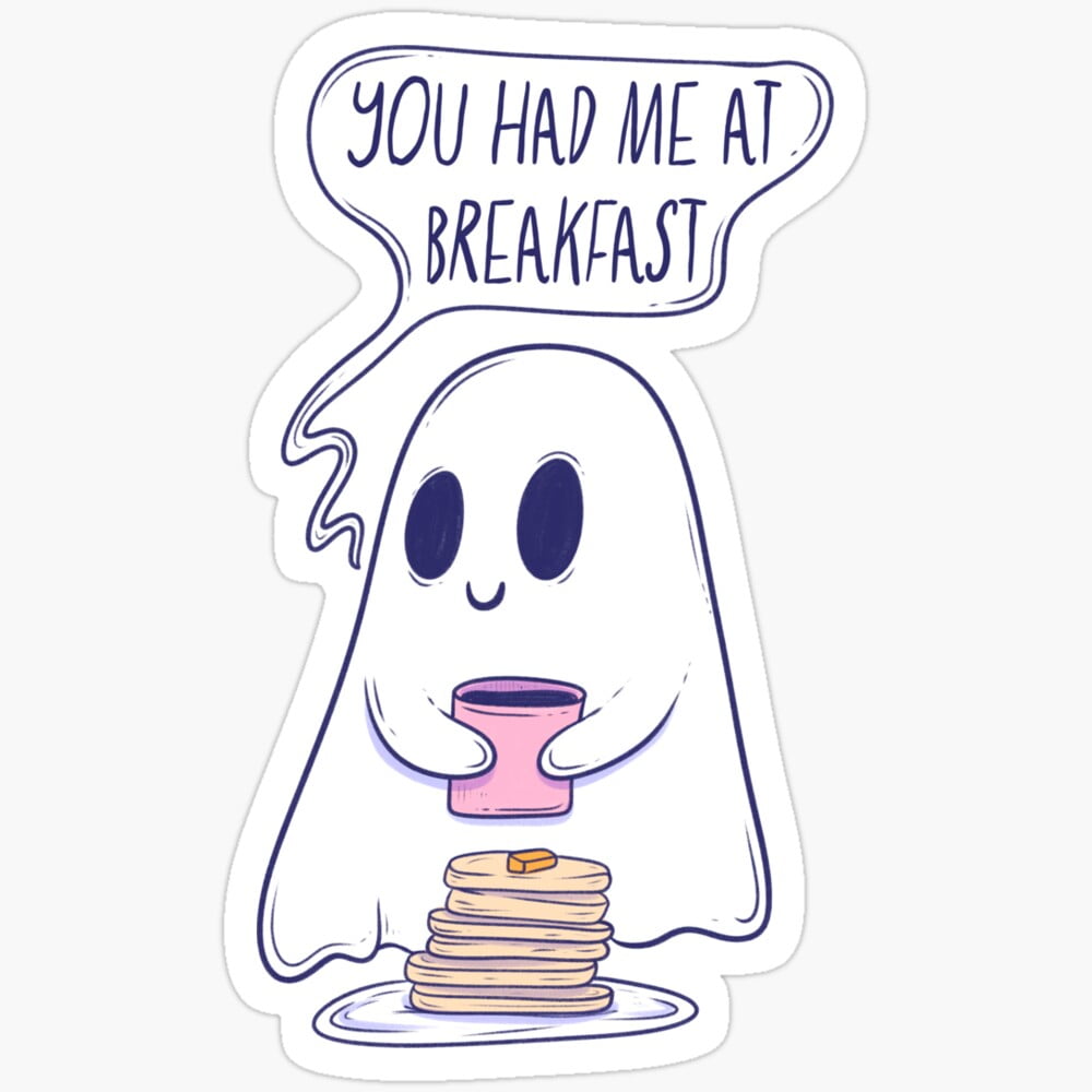 Kira Sticker - Cute Ghost Pancake Lover - Breakfast Spirit Begging For ...