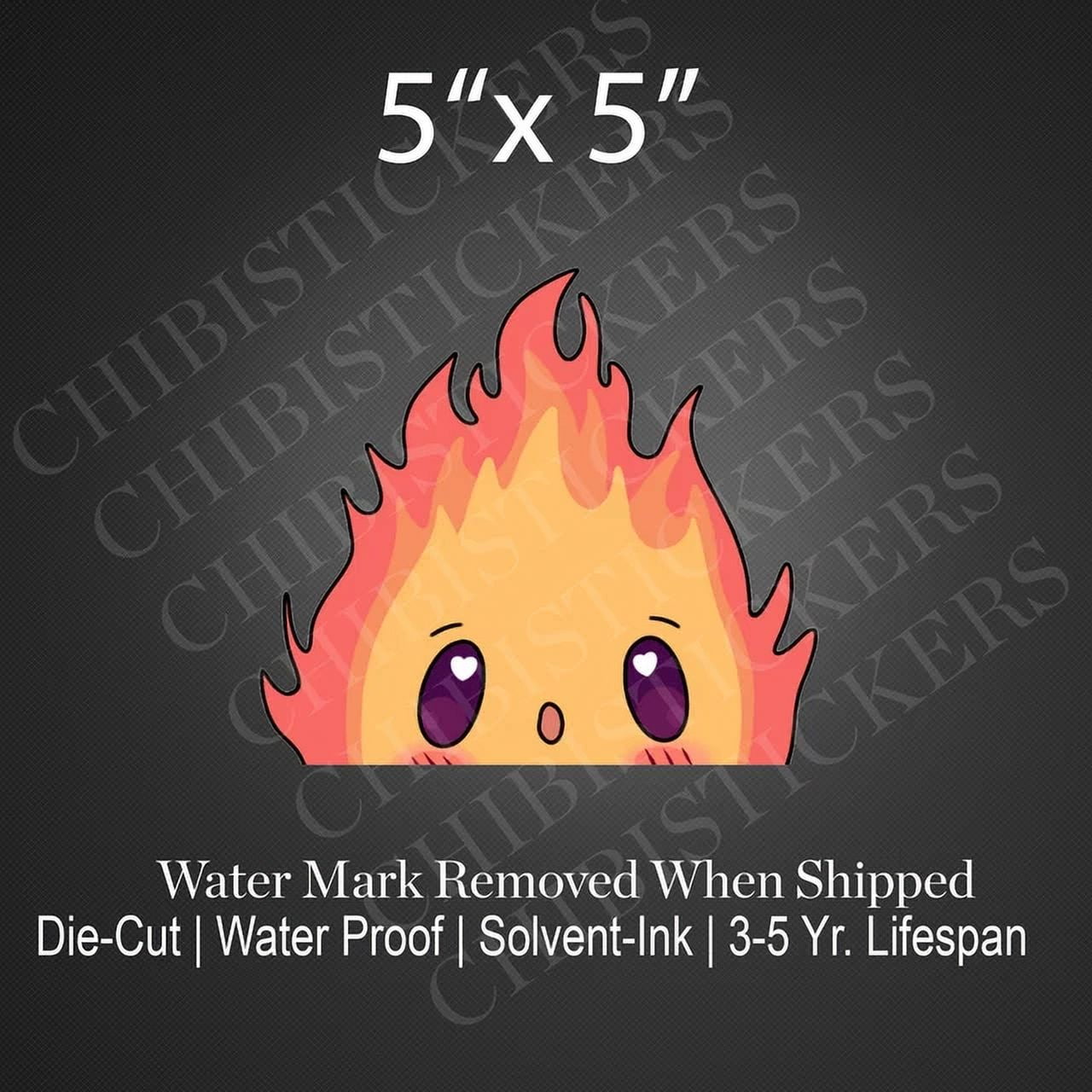 Kira Sticker With Cute Kawaii Flame Calcifer Anime Peeker Vinyl Sticker ...