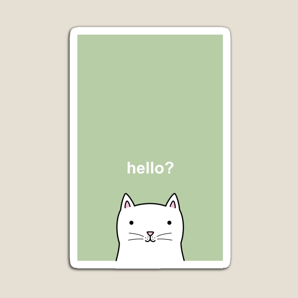 Kira Sticker With Cute White Cat Saying "Hello?" Phone Case Decorative ...