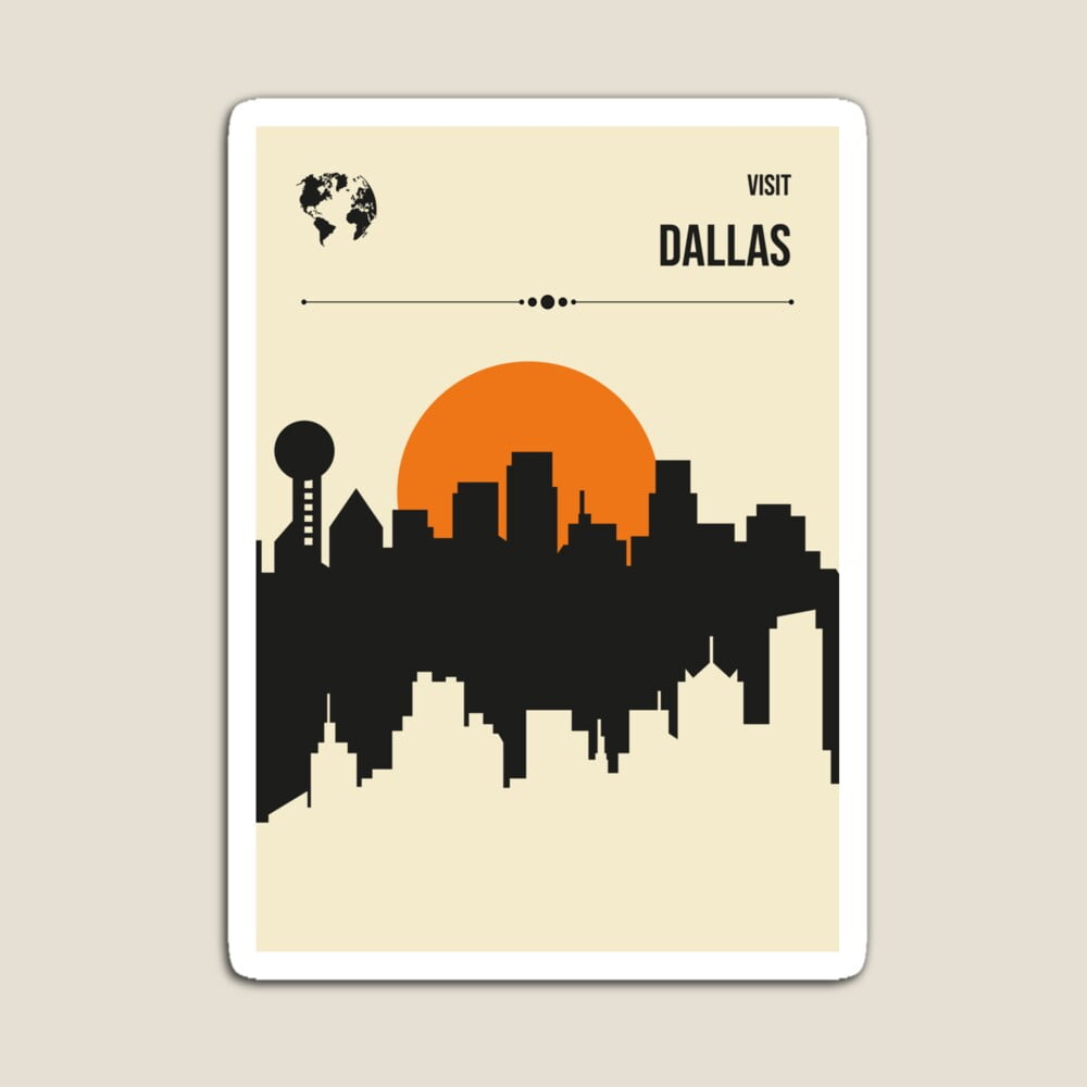Kira Sticker With Dallas Texas Skyline Minimalist Poster Reunion Tower ...