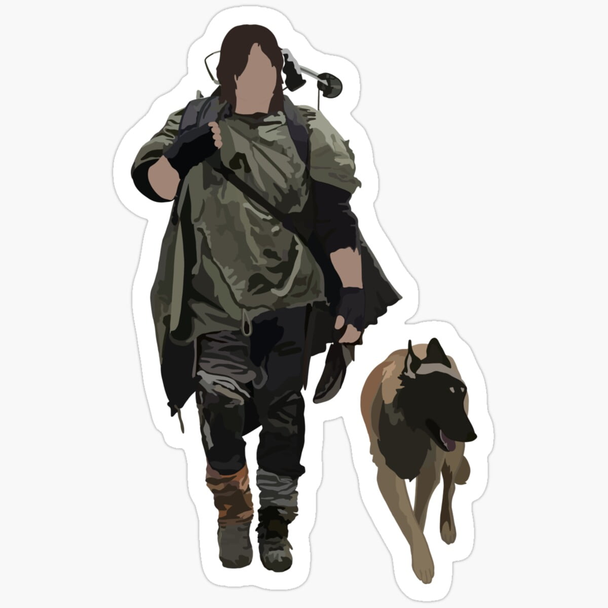 Kira Sticker - Daryl Dixon And Dog Sticker, Funny Waterproof Decal For ...