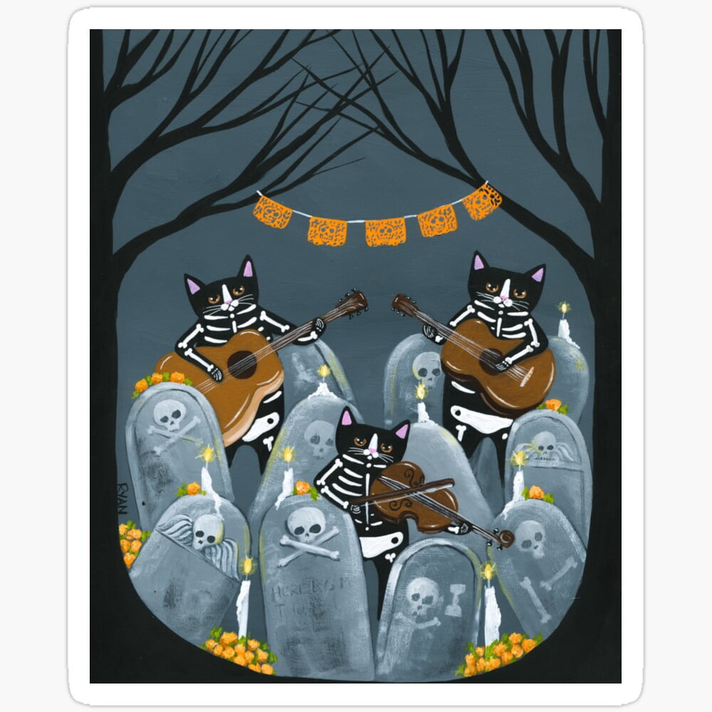 Kira Sticker - Day Of The Dead Cats - Phone Stickers, Waterproof Decals ...