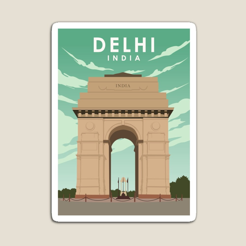 Kira Sticker With Delhi India Vintage Retro Minimal Travel Poster ...