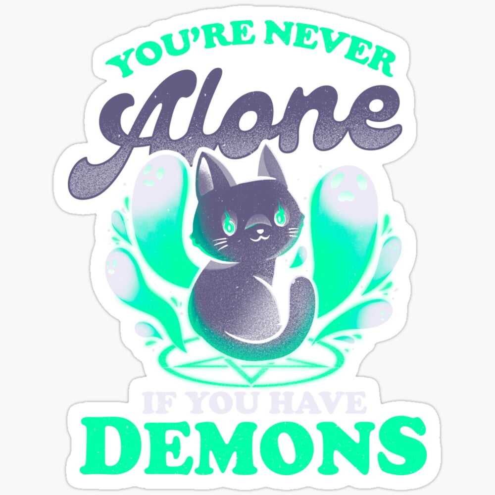 Kira Sticker With Me And My Demons - Cute Evil Cat Gift Glossy ...