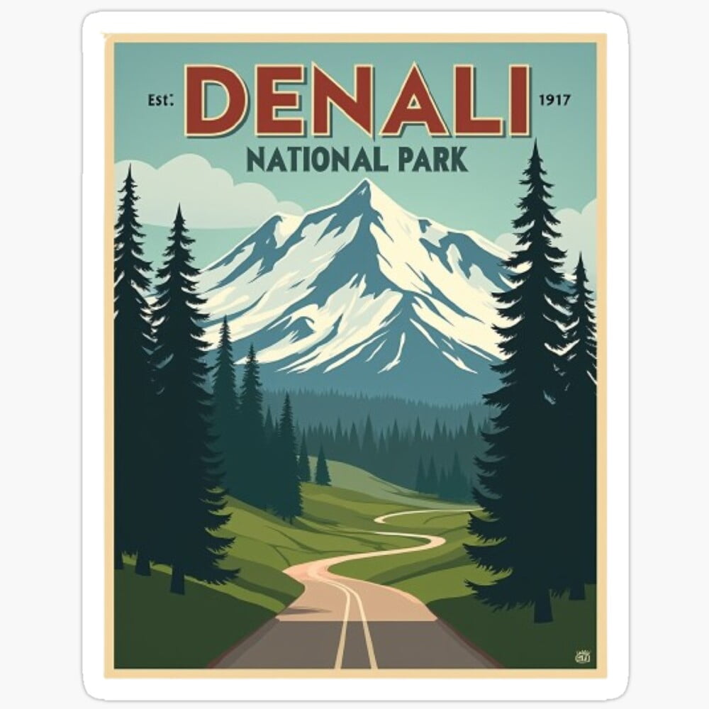 Kira Sticker - Denali National Park Vintage Travel Poster Gift For You ...