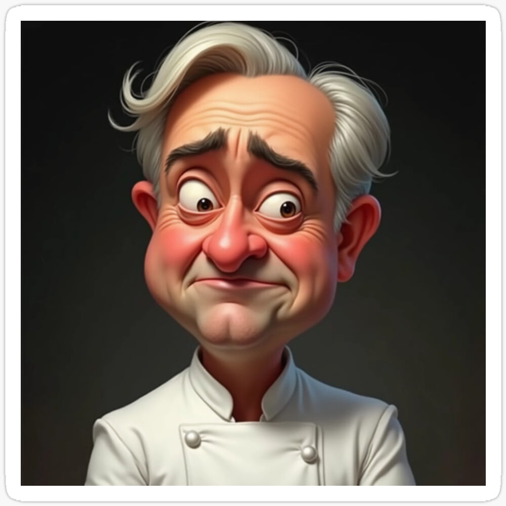 Kira Sticker - Disappointed Chef - Humorous Digital Painting Gift For ...