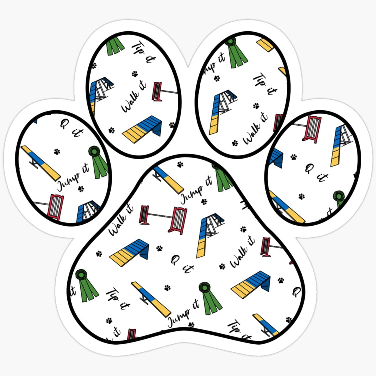 Kira Sticker - Dog Agility Day Paw Print Sticker, Funny Waterproof ...