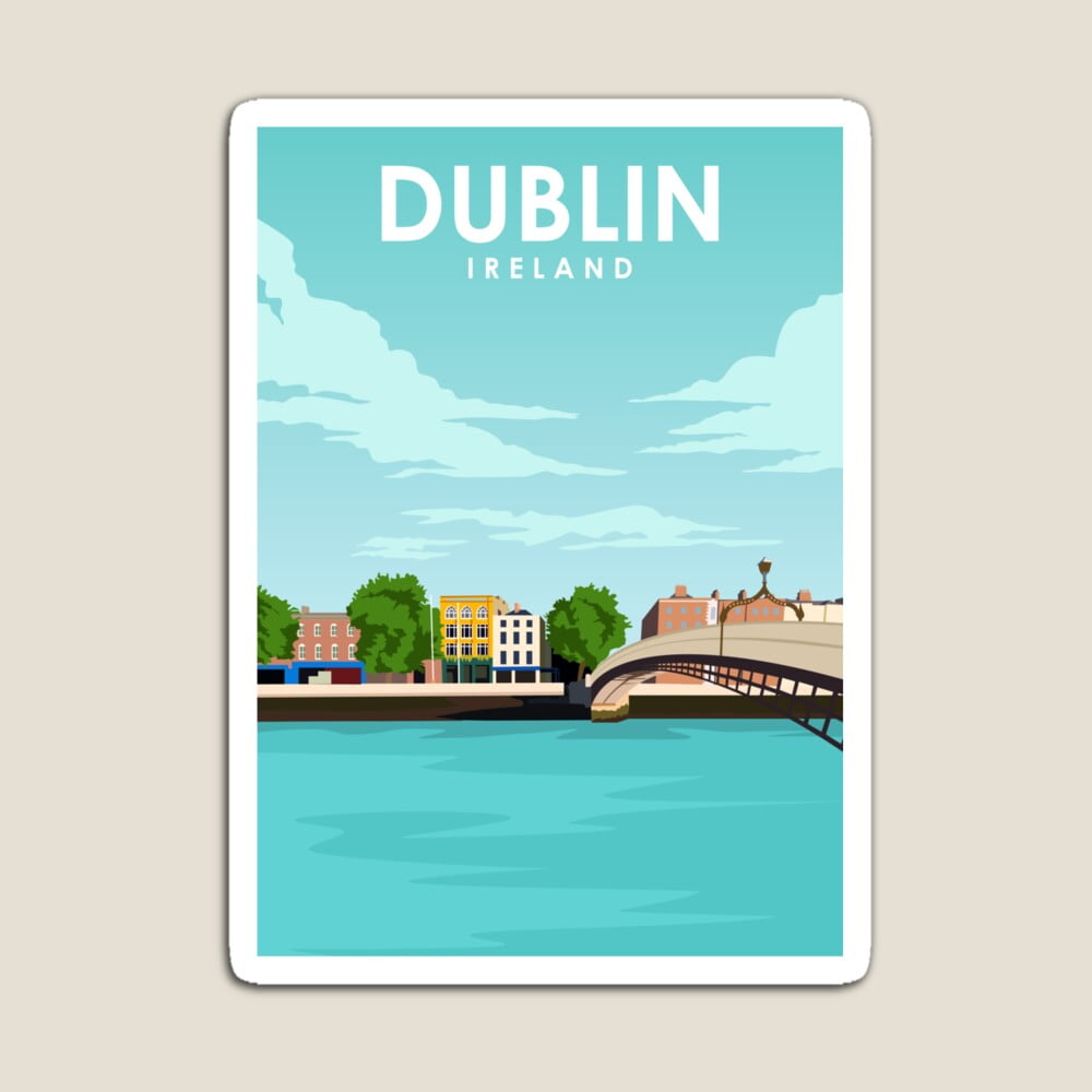 Kira Sticker With Dublin Ireland Minimal Retro Travel Poster Decorative ...