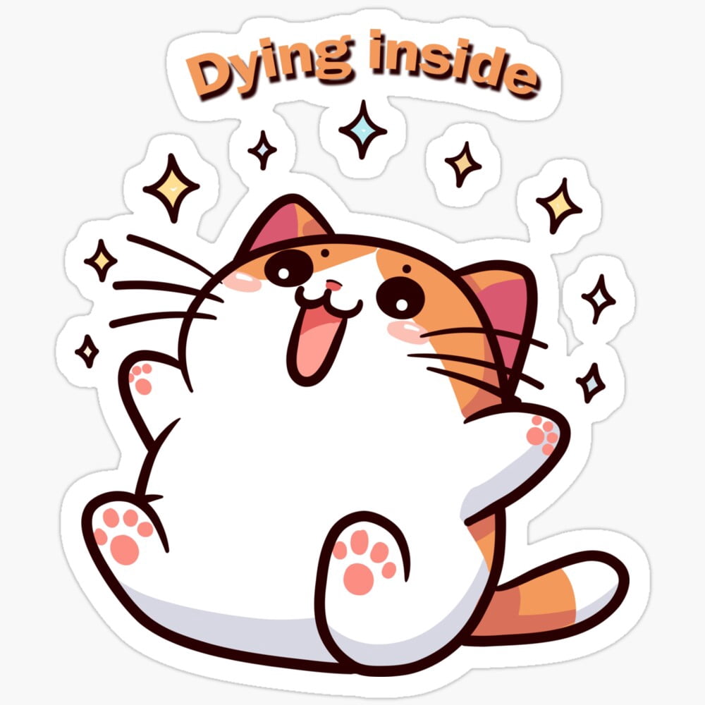 Kira Sticker - Dying Inside Cat - Phone Stickers, Waterproof Decals ...