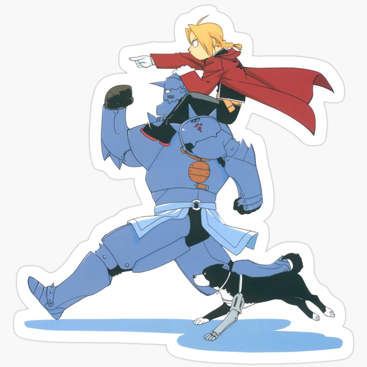 Kira Sticker - Edward And Alphonse Elric Running With Dog Â€“ Fullmetal ...