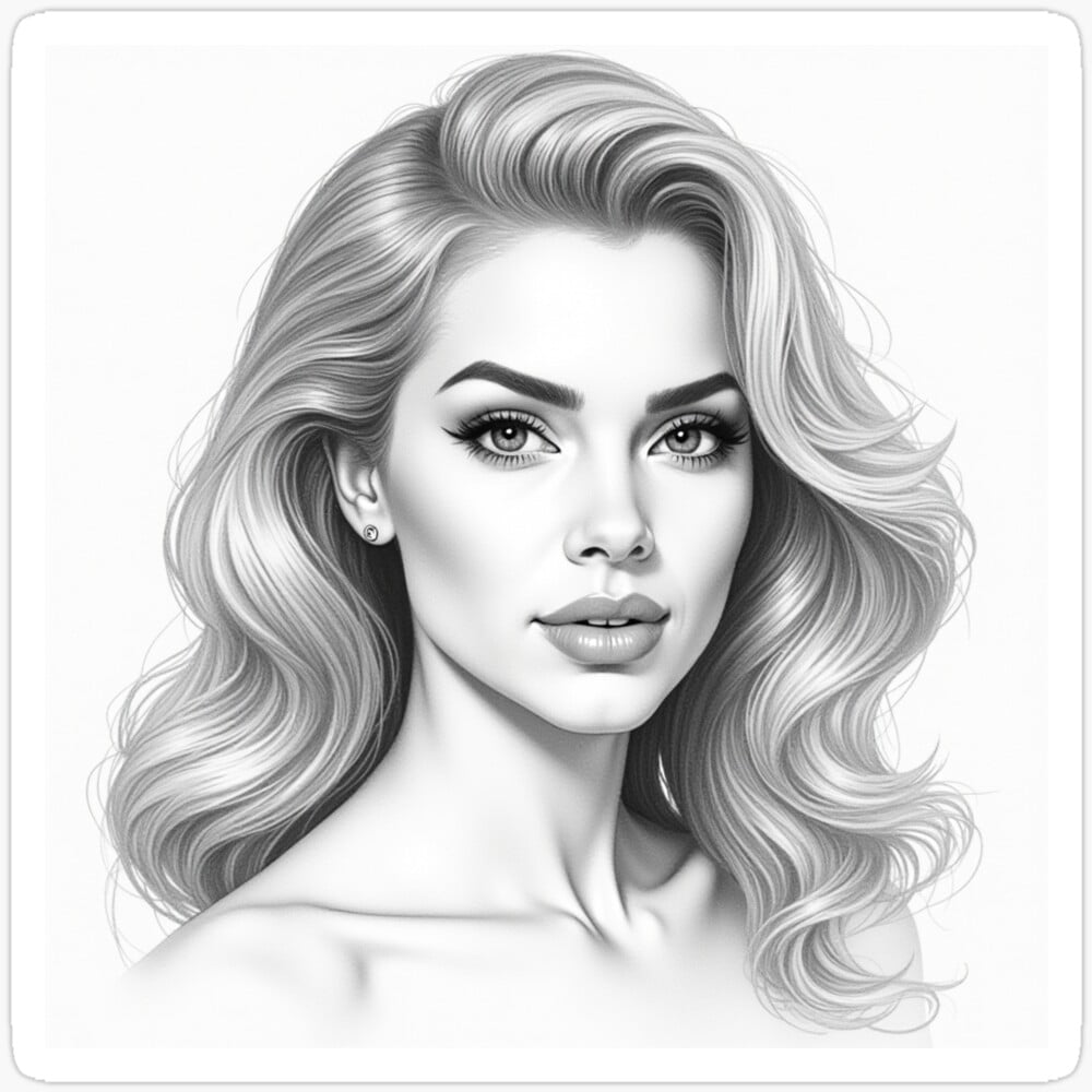 Kira Sticker - Elegant Beauty - Realistic Pencil Portrait Gift For You ...