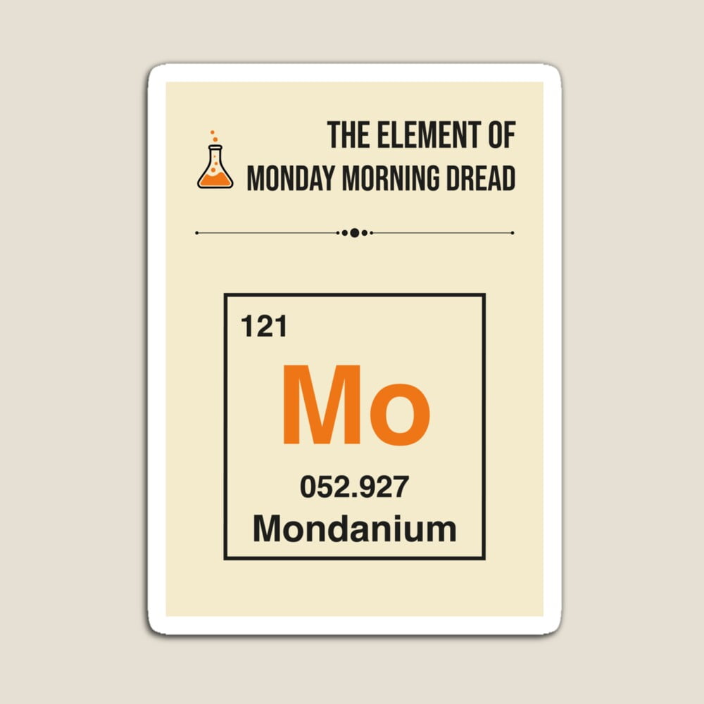 Kira Sticker With Element Of Monday Morning Dread Funny Periodic Table ...