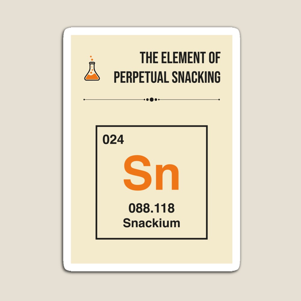 Kira Sticker With Element Of Perpetual Snacking Funny Foodie Periodic ...