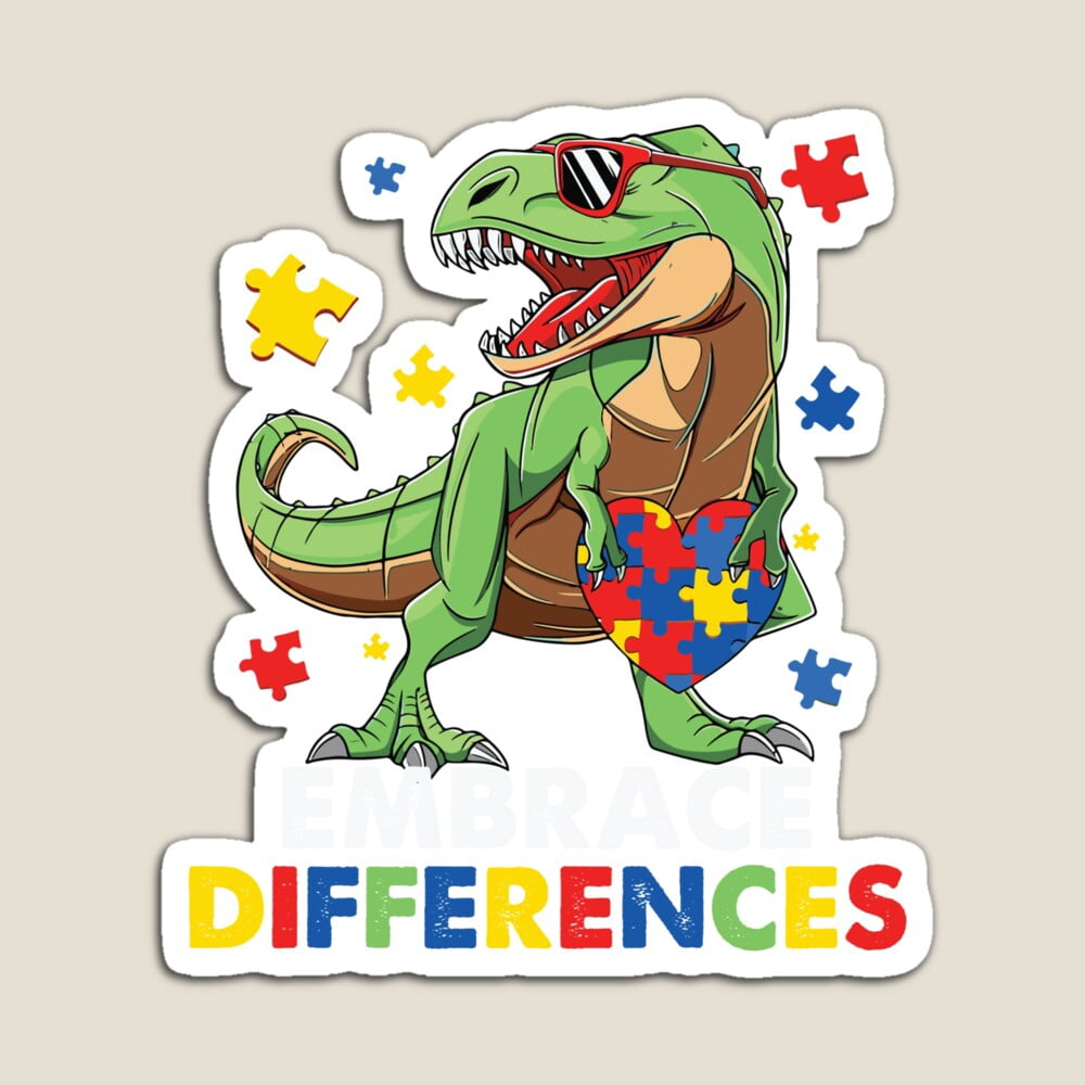 Kira Sticker With Embrace Differences Dinosaur Puzzle Sticker ...
