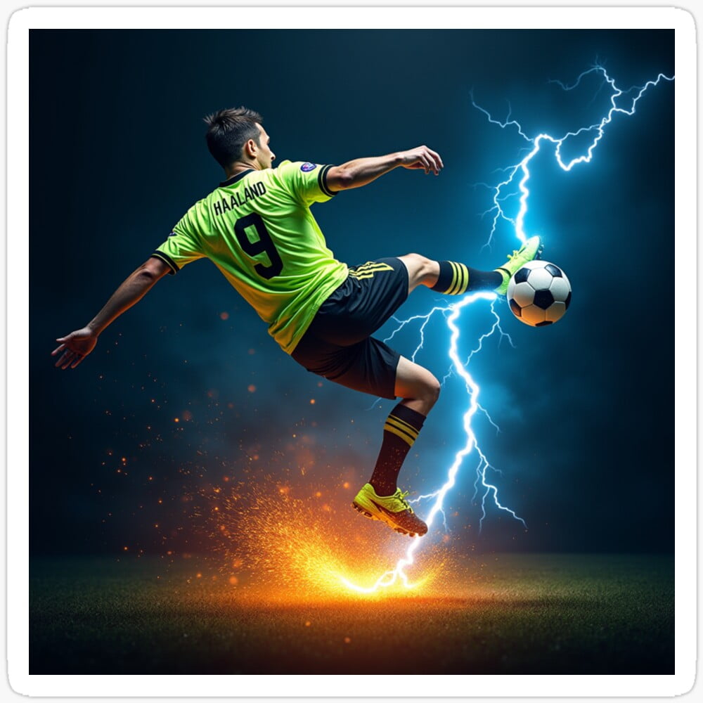 Kira Sticker - Erling Haaland Bicycle Kick Goal Electrifying Soccer Art ...