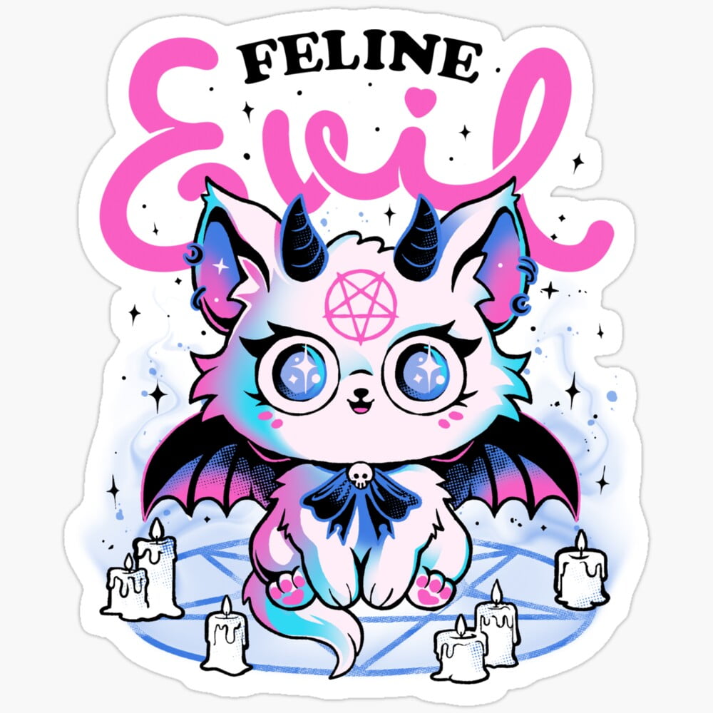 Kira Sticker With Feline Evil - Cute Dark Cute Evil Cat Gift Decorative ...