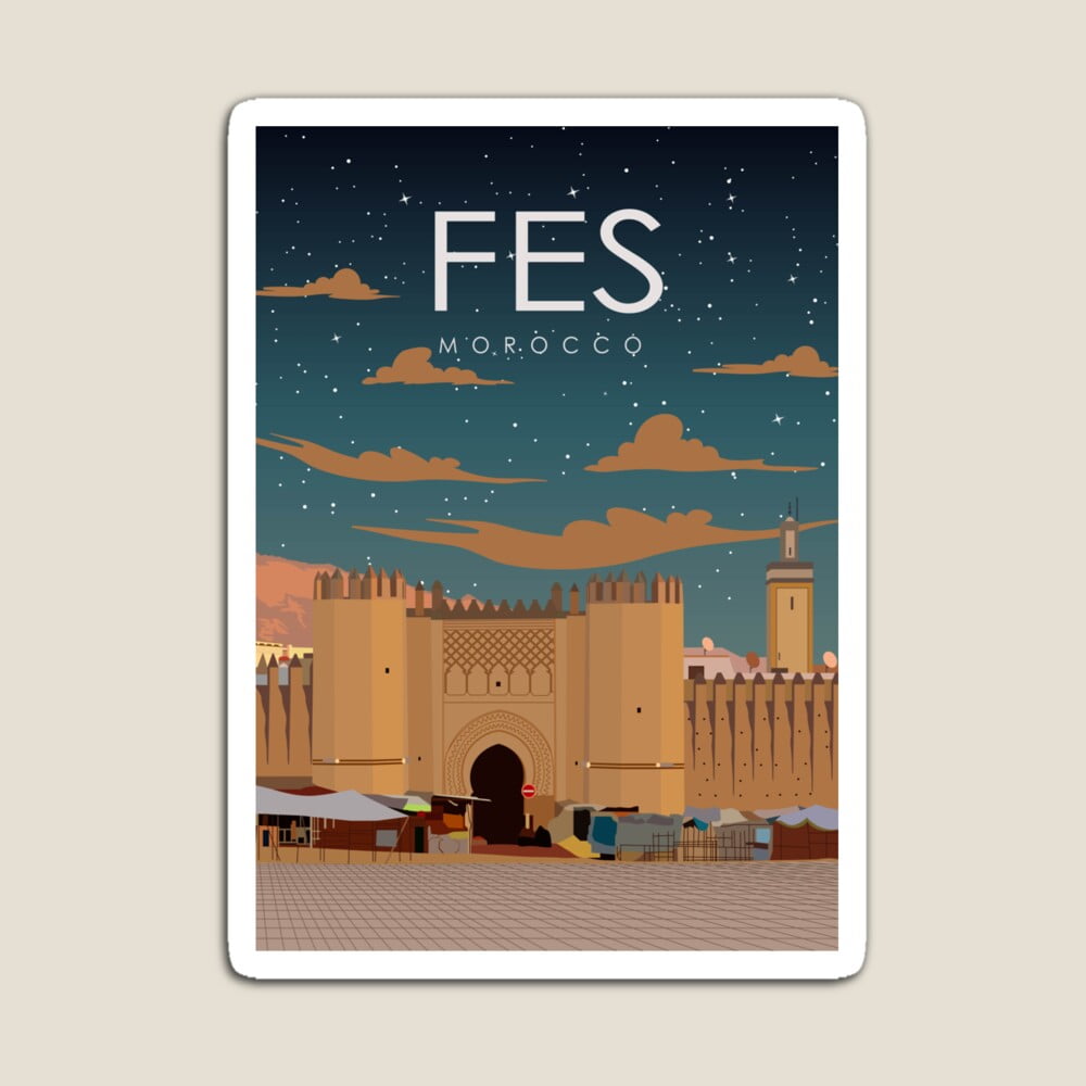 Kira Sticker With Fes Morocco Vintage Minimal Retro Travel Poster At ...