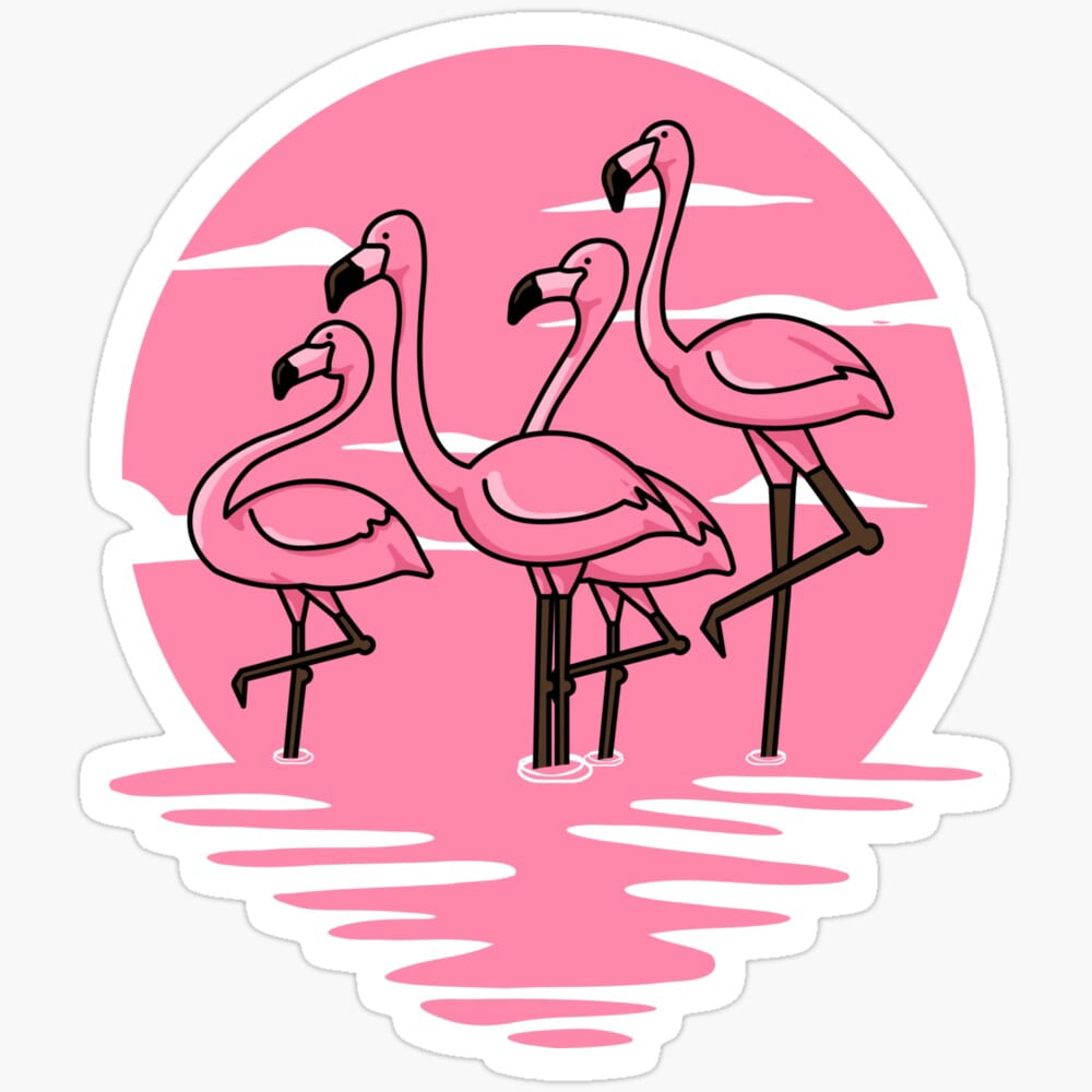Kira Sticker - Flamingo Sunset - Phone Stickers, Waterproof Decals ...