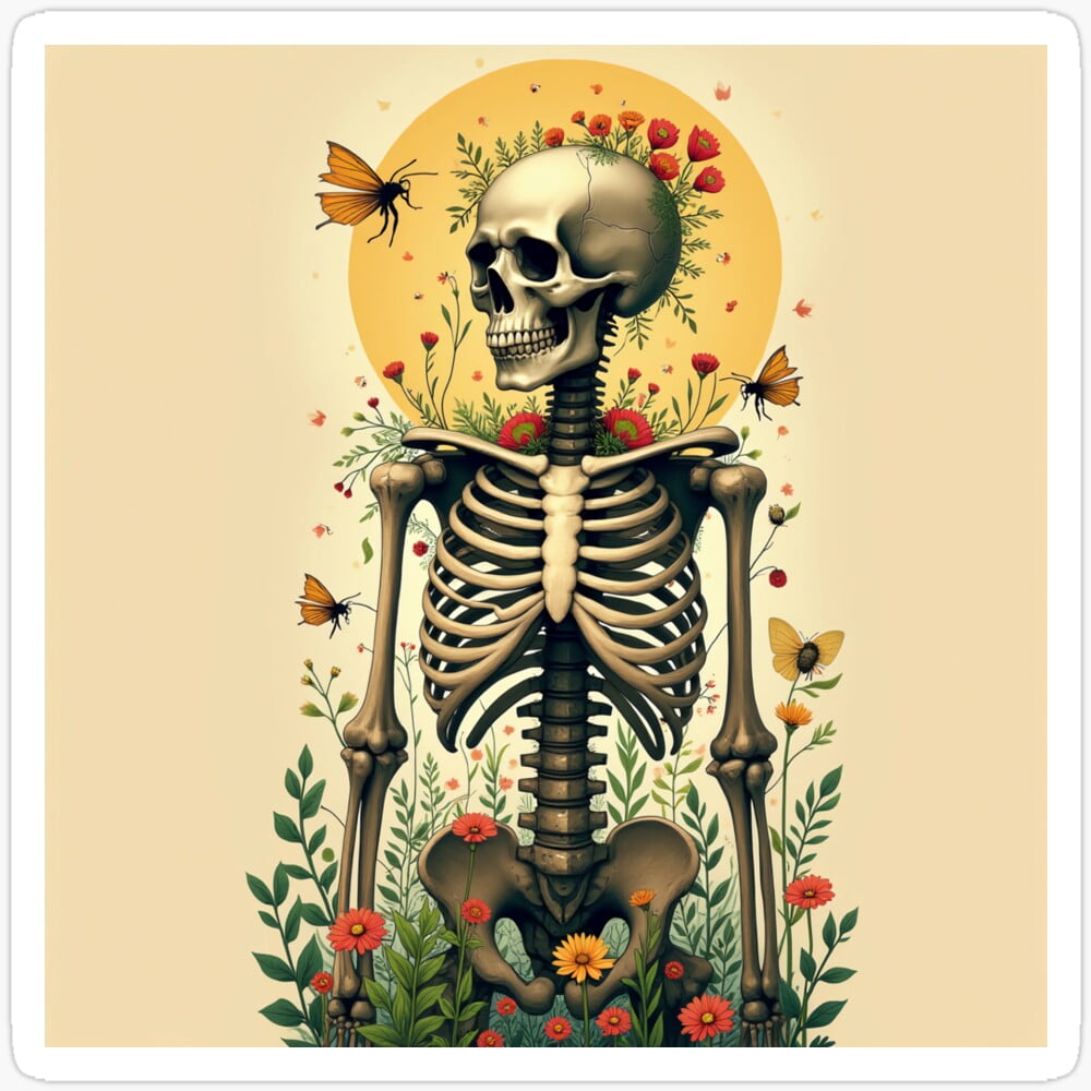 Kira Sticker - Floral Skeleton - Life And Decay Art Gift For You ...
