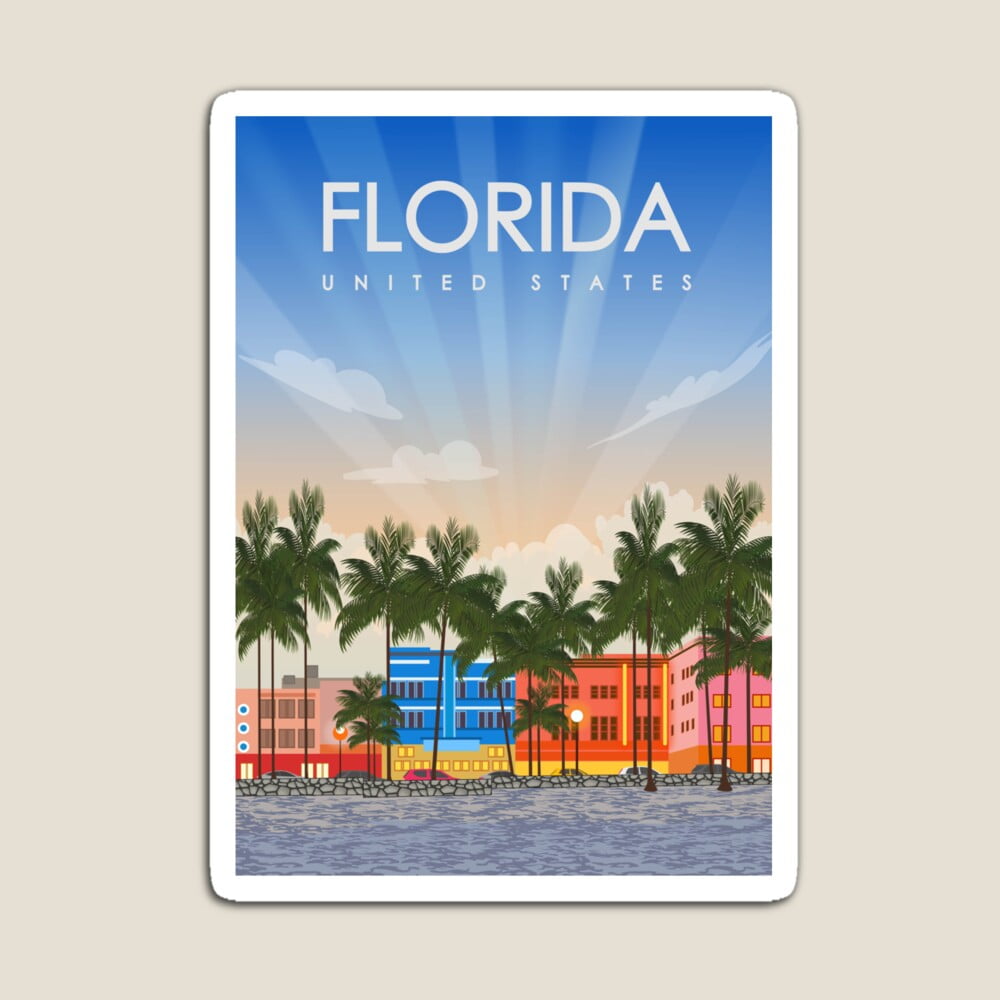 Kira Sticker With Florida United States State Travel Poster Decorative ...
