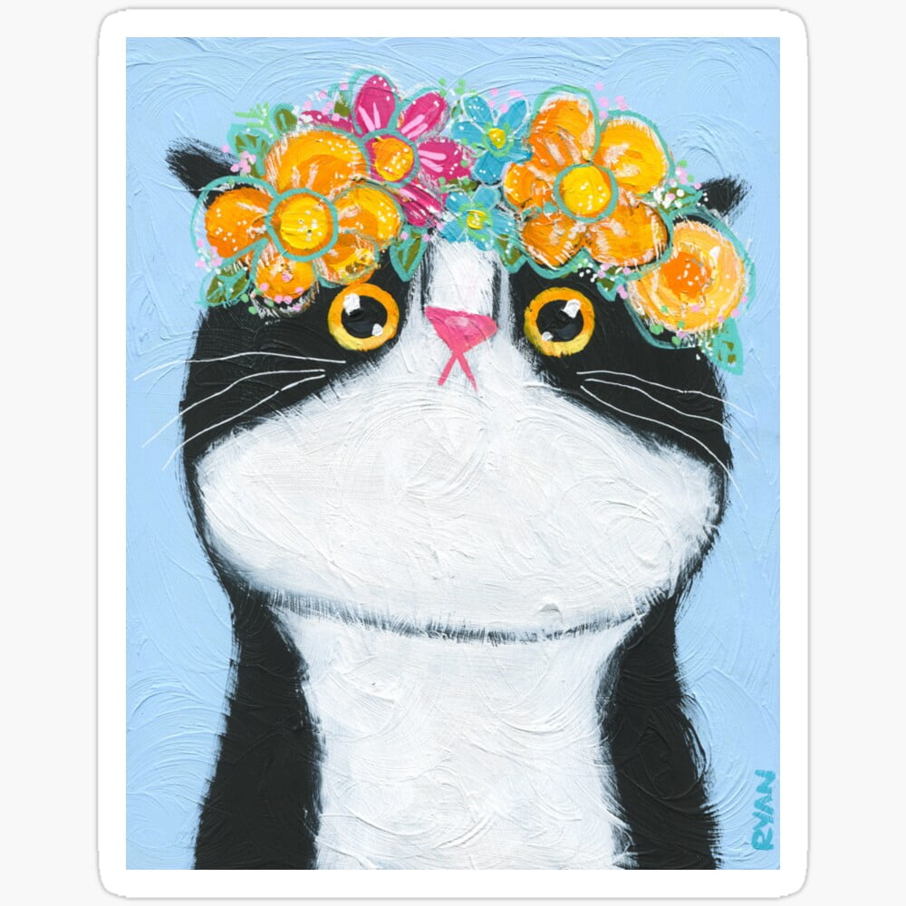 Kira Sticker - Flower Crown Tuxie - Phone Stickers, Waterproof Decals ...