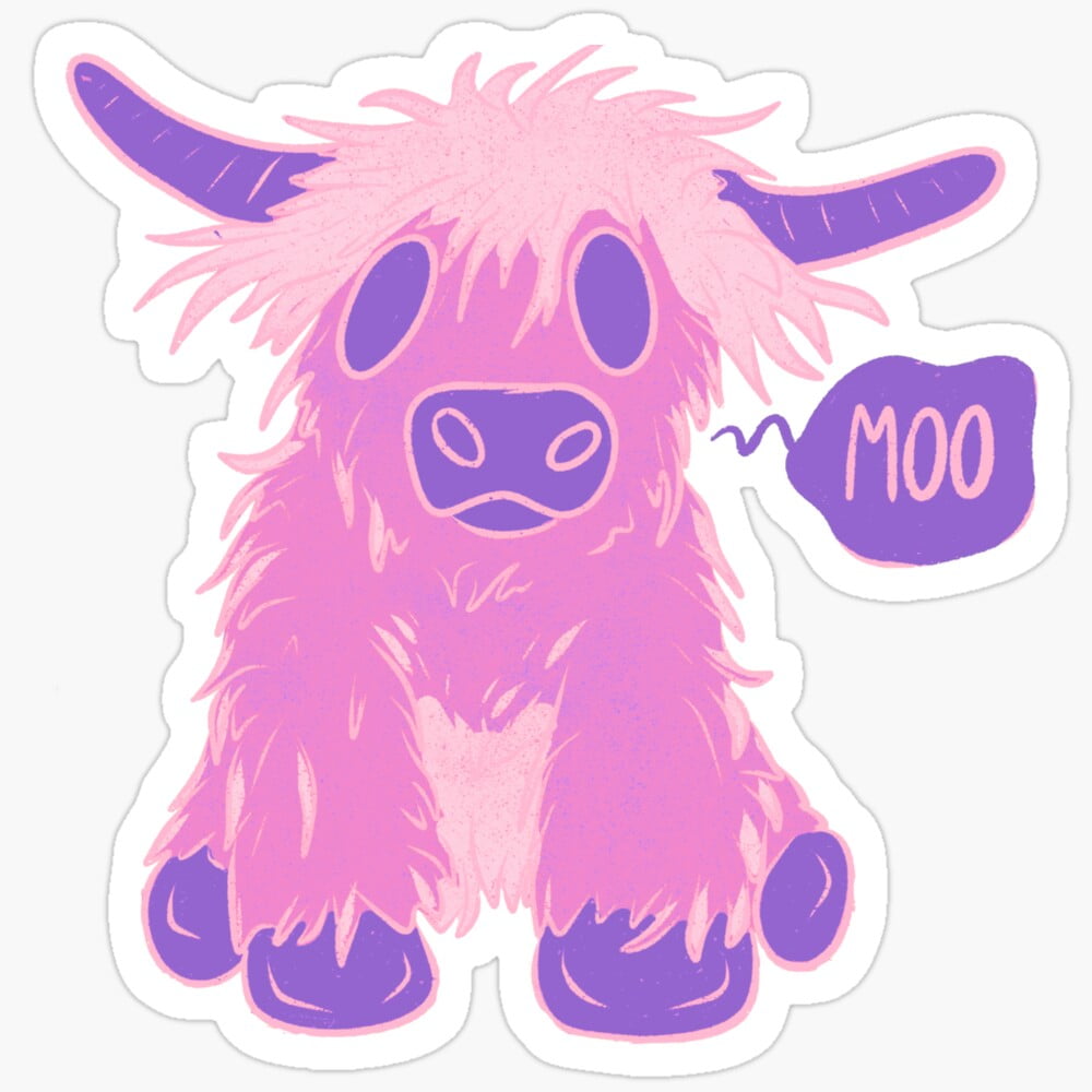 Kira Sticker - Fluffy Cow Goes Moo! - Phone Stickers, Waterproof Decals ...