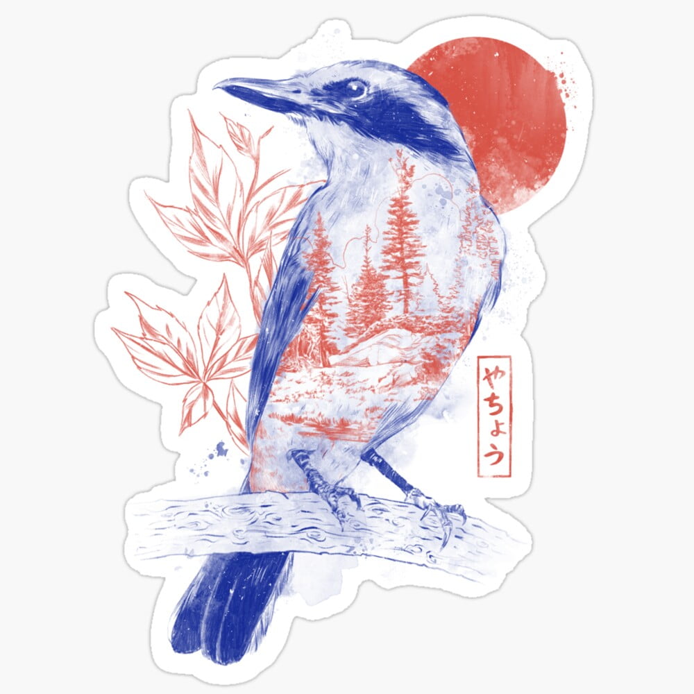 Kira Sticker With Forest Bird - Watercolor Pastel Wild Nature Animal ...