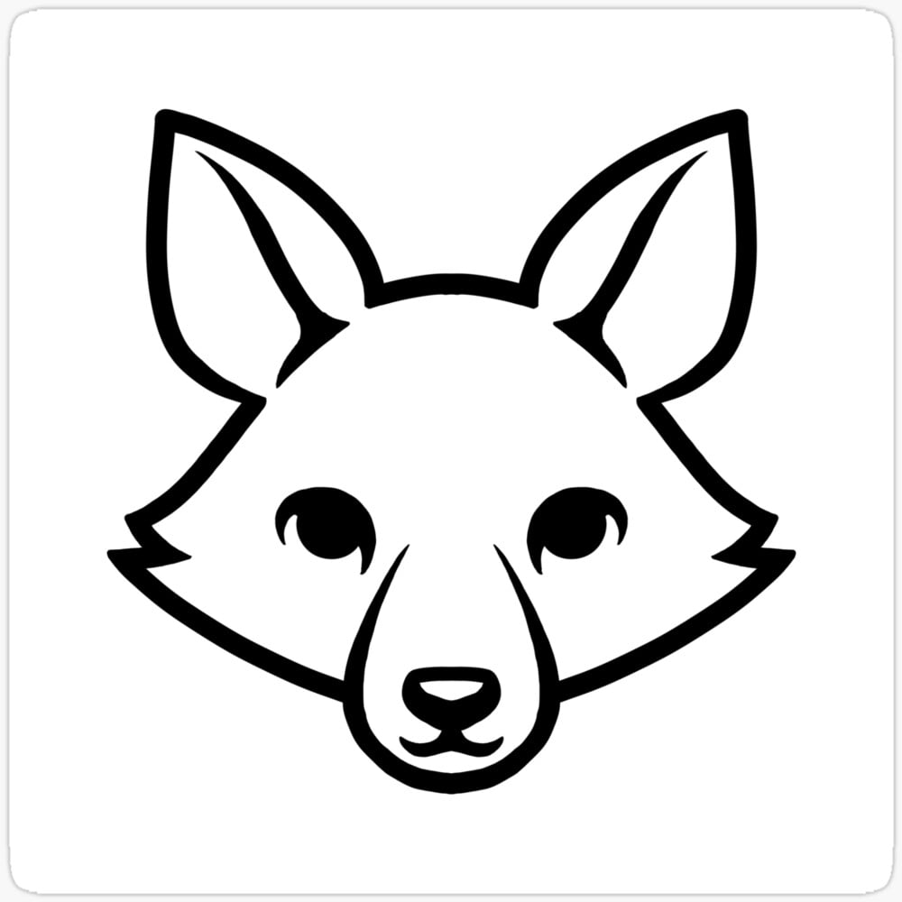 Kira Sticker - Fox Black And White Minimalist Pictogram Perfect Gift ...