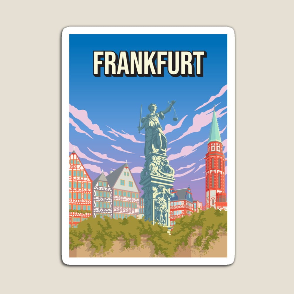 Kira Sticker With Frankfurt Germany Vintage Travel Poster Rã¶Merberg ...