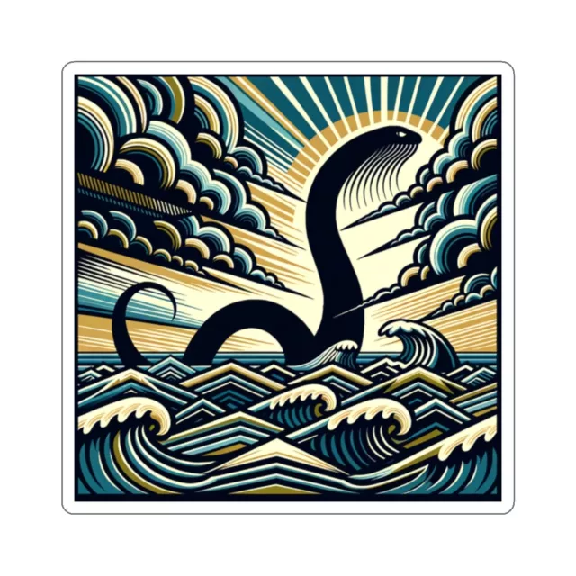 Kira Sticker With Fun Sticker Art Deco Loch Ness Monster Ocean Monster ...