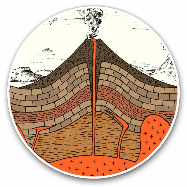 Kira Sticker With Fun Volcano Diagram Geology Cool Gift Decorative ...
