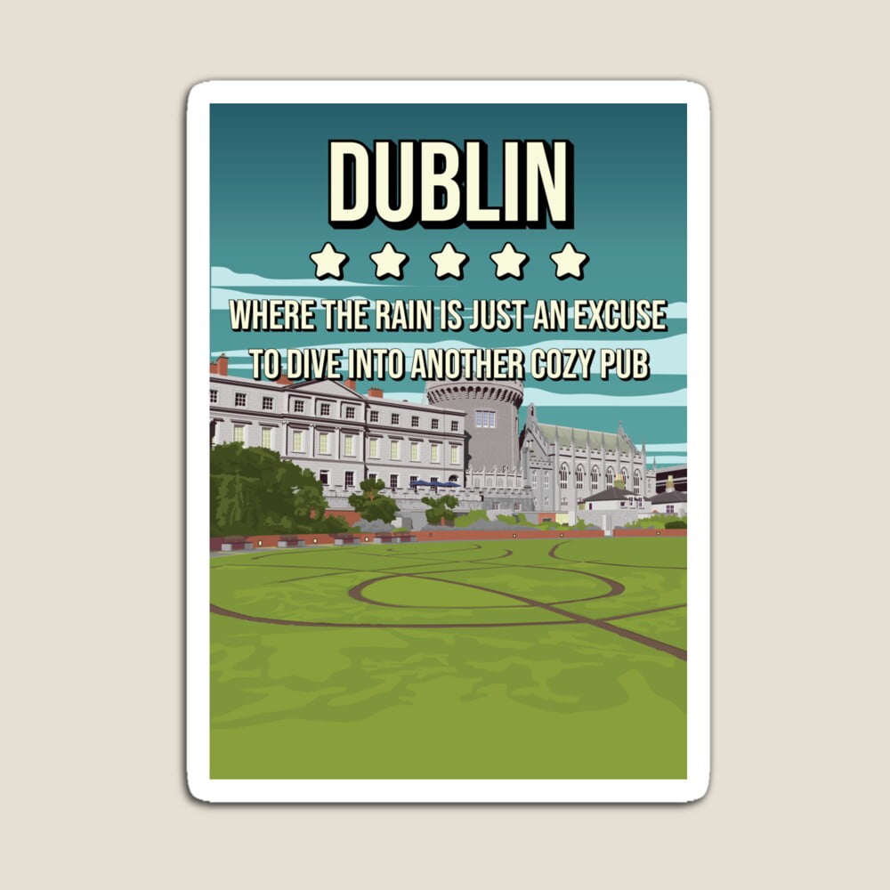 Kira Sticker With Funny 5 Star Dublin Ireland Travel Poster Decorative ...