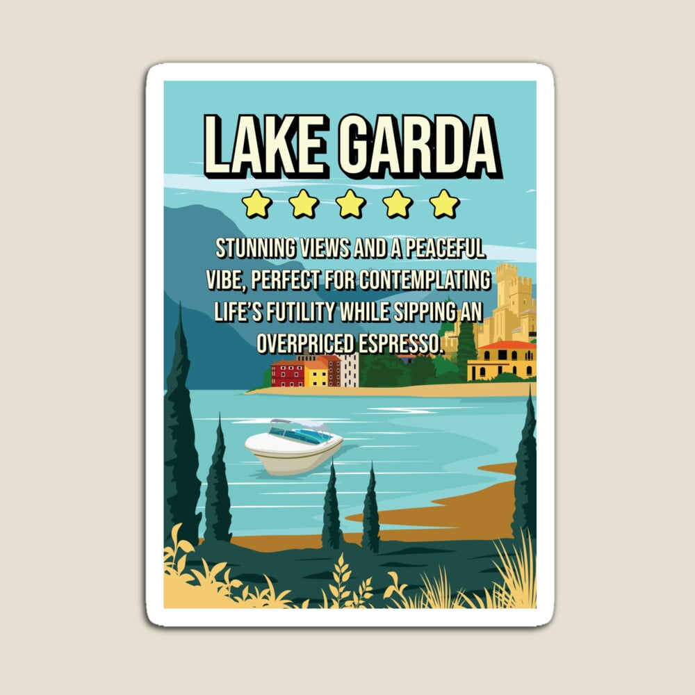 Kira Sticker With Funny 5 Star Lake Garda Dark Humor Vintage Minimal ...