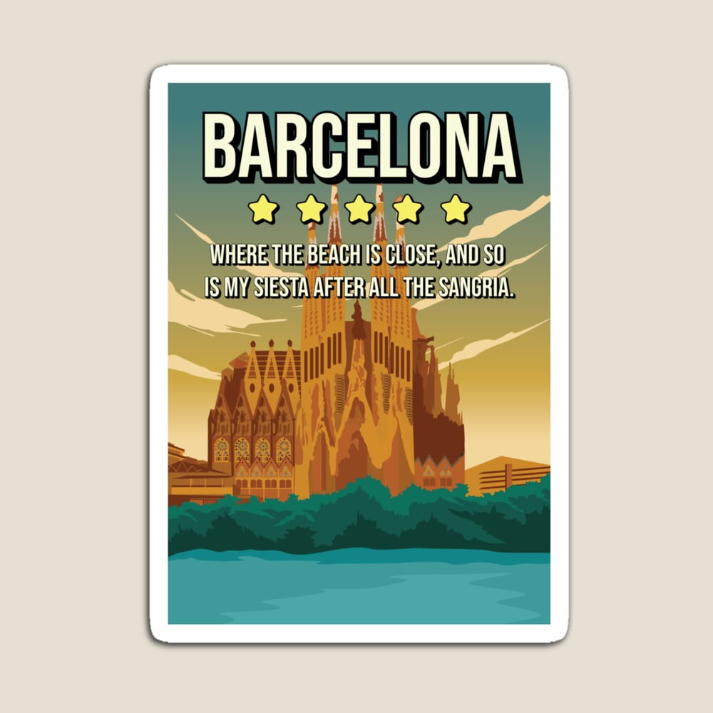 Kira Sticker With Funny Barcelona Review Minimal Retro Church Travel ...