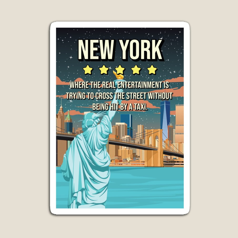Kira Sticker With Funny New York Skyline Humor Joke 5 Star Review ...