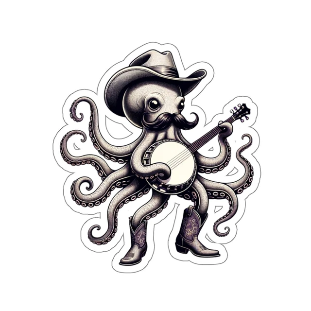 Kira Sticker With Funny Sticker Hillbilly Octopus Cowboy Playing ...