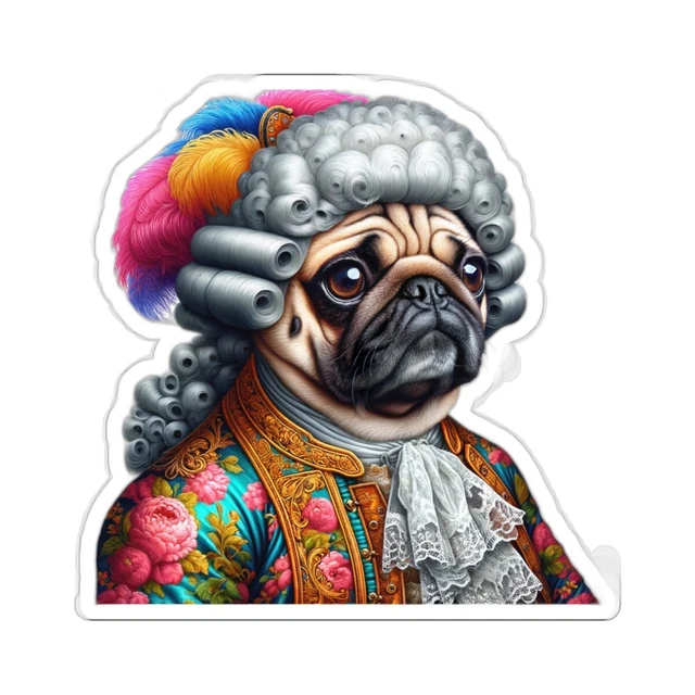 Kira Sticker With Funny Sticker Pug Dog 18Th Century Court Outfit ...
