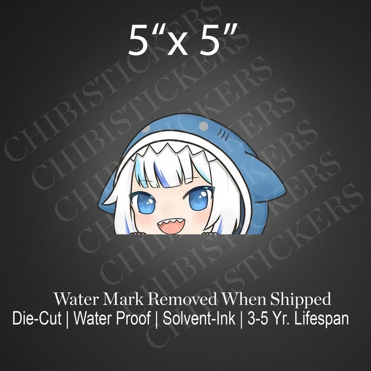 Kira Sticker With Gawr Gura Chibi Shark Vinyl Waterproof Decal ...