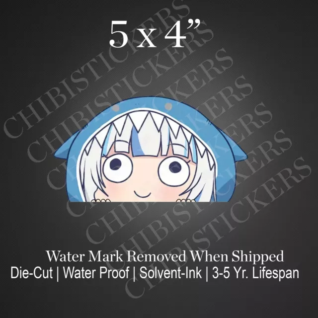 Kira Sticker With Gawr Gura Shark Vinyl Waterproof Decal Anime Girl ...