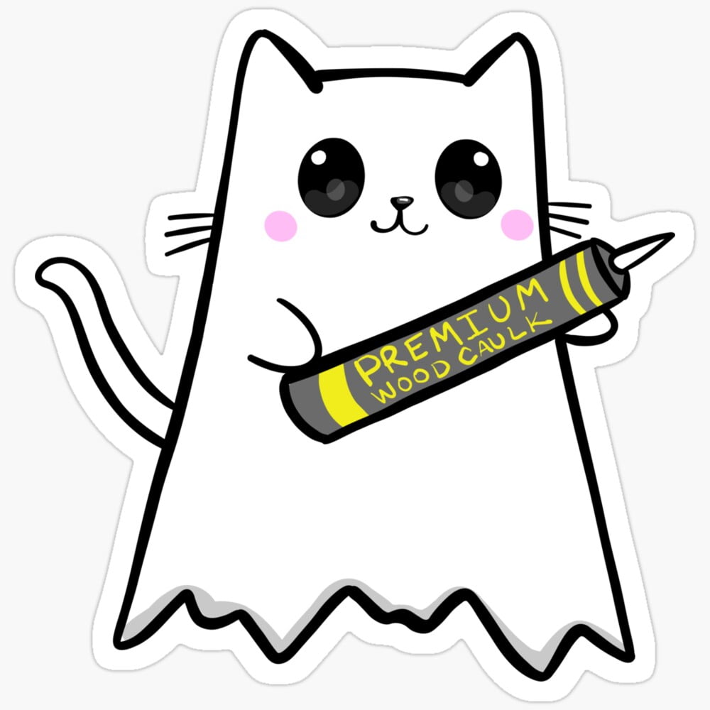 Kira Sticker - Ghosty Caulk Cat - Phone Stickers, Waterproof Decals ...