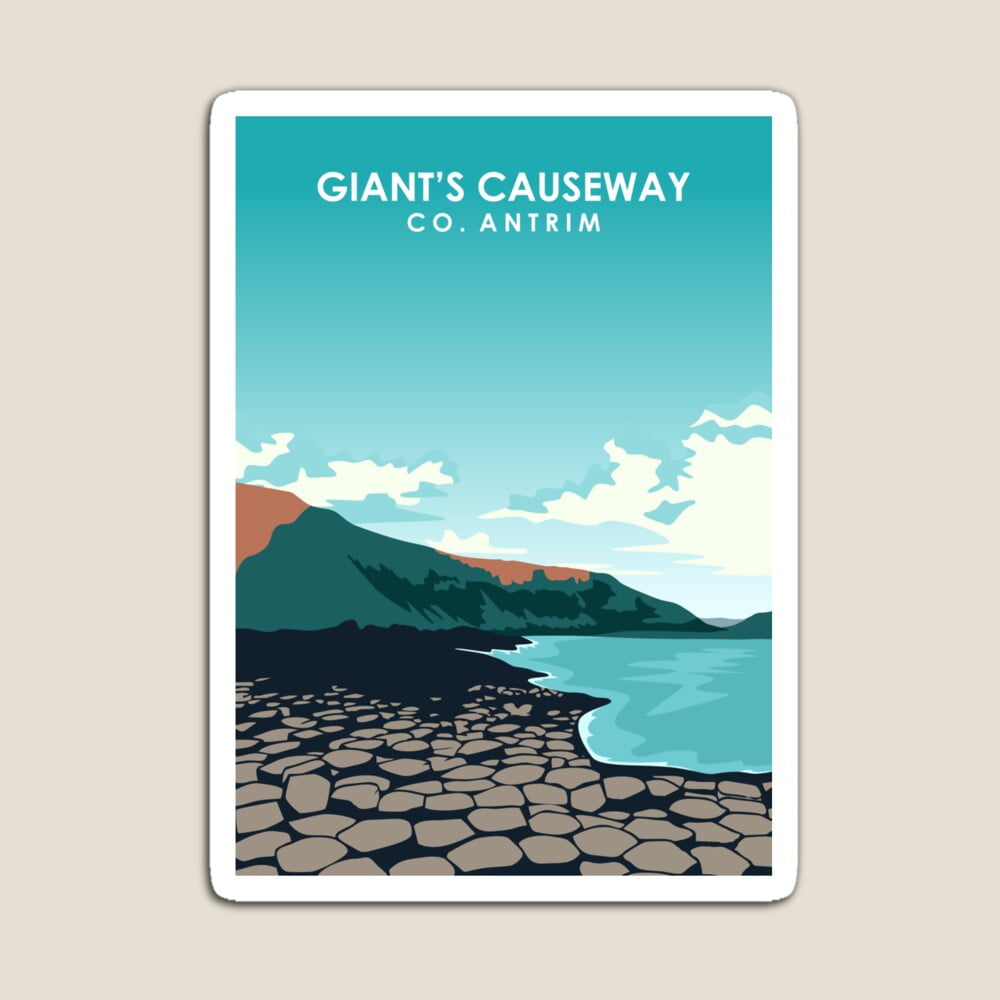 Kira Sticker With Giant'S Causeway Northern Ireland Retro Travel Poster ...