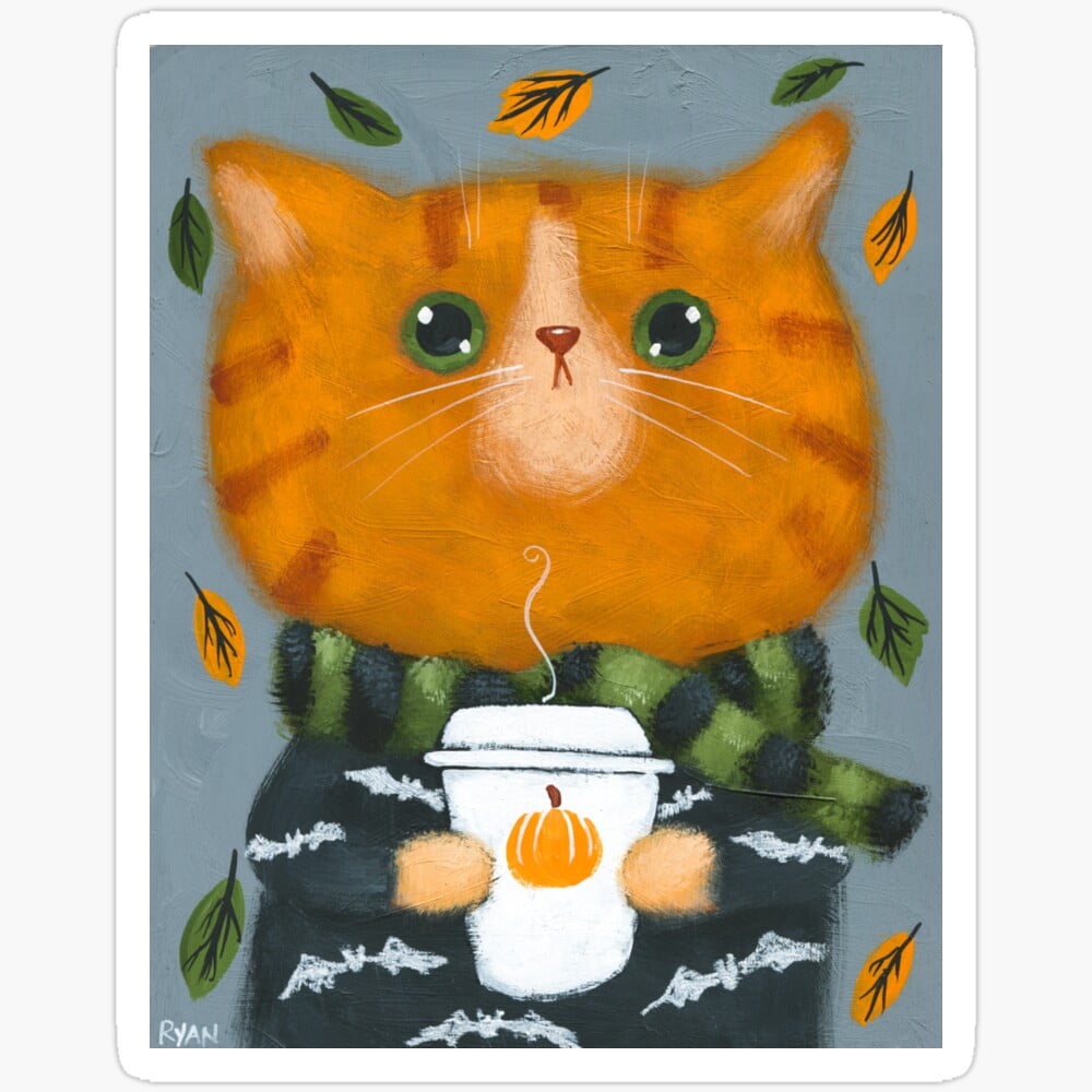 Kira Sticker - Ginger Autumn Psl Cat - Phone Stickers, Waterproof ...